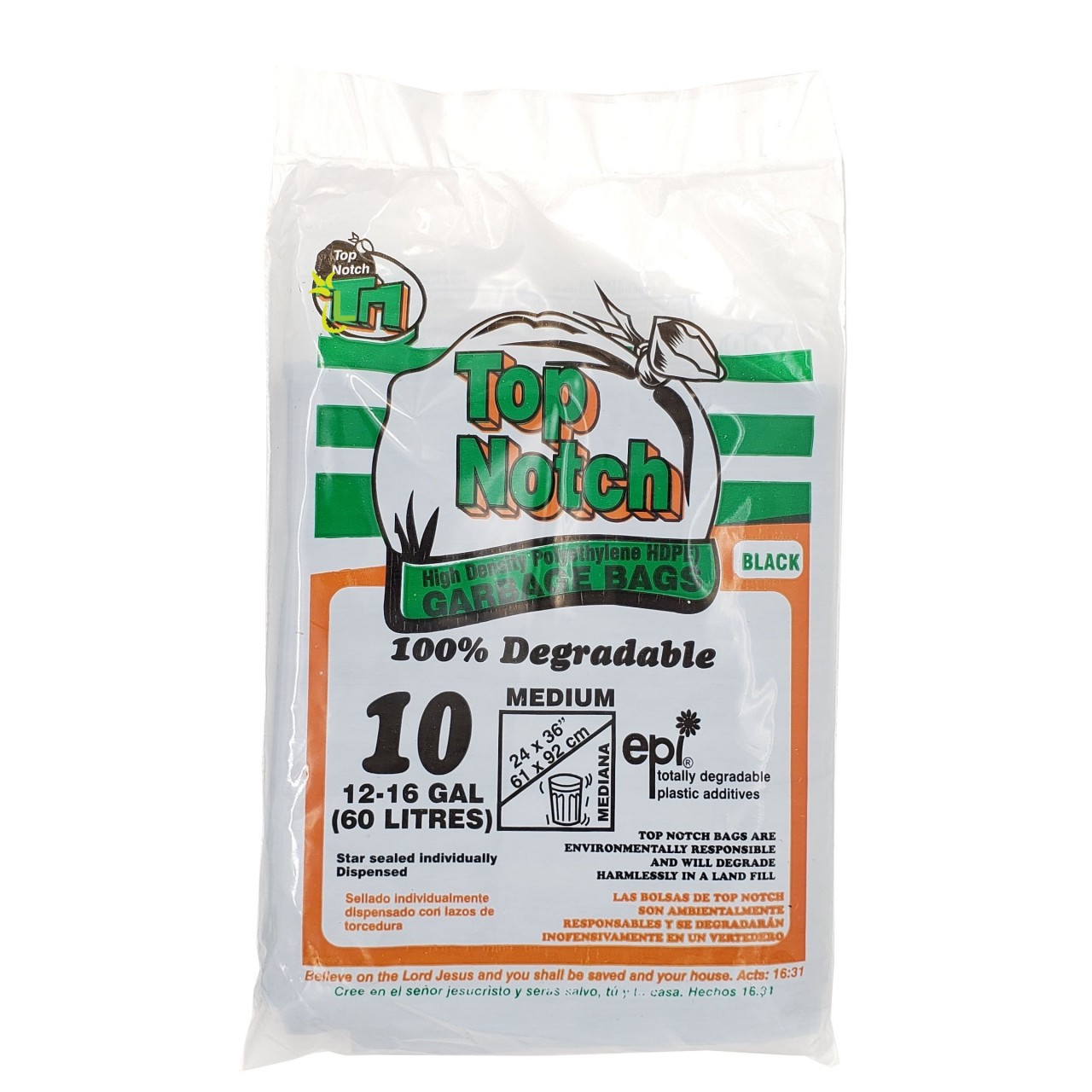 TOP NOTCH GARBAGE BAGS MED 10S